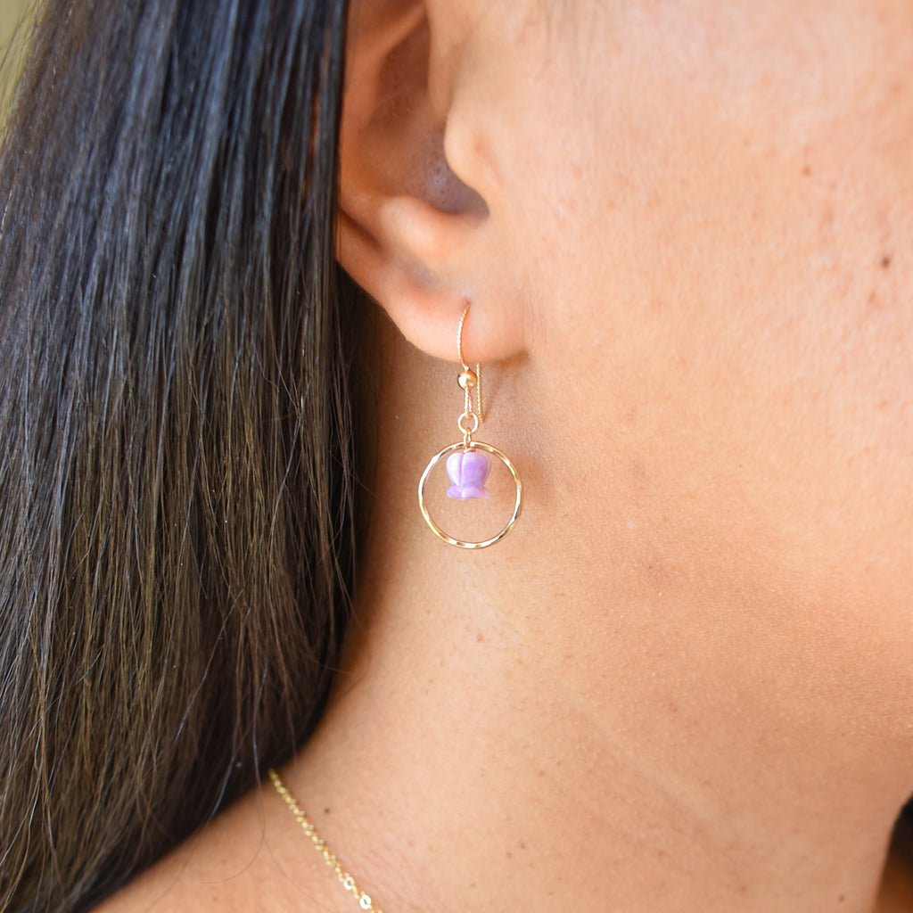 Small Hoop Earrings with Crown Flower – Yay Hawaii