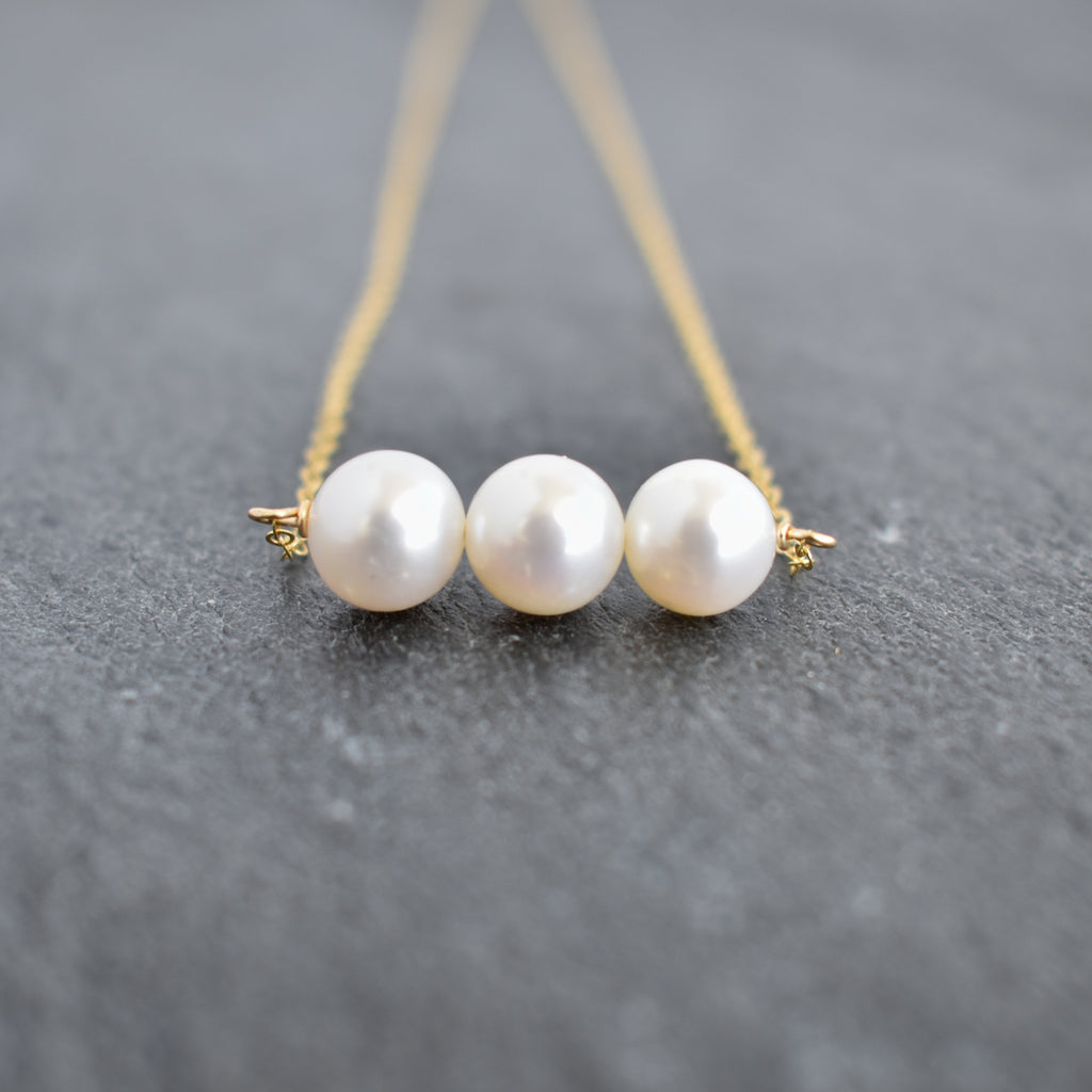 Triple 8mm White Pearl Necklace – Yay Hawaii