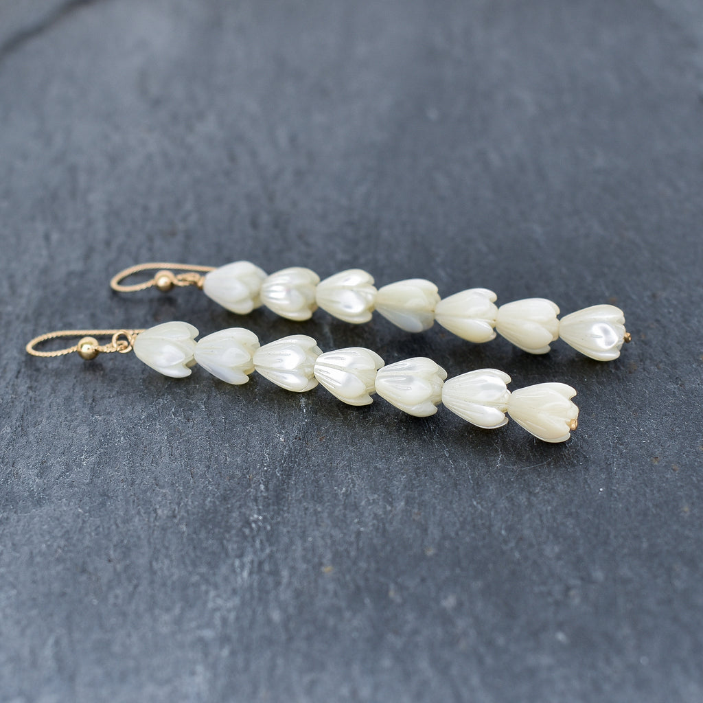 Small Mother of Pearl Pikake Cluster Earrings: Choose Length – Yay Hawaii