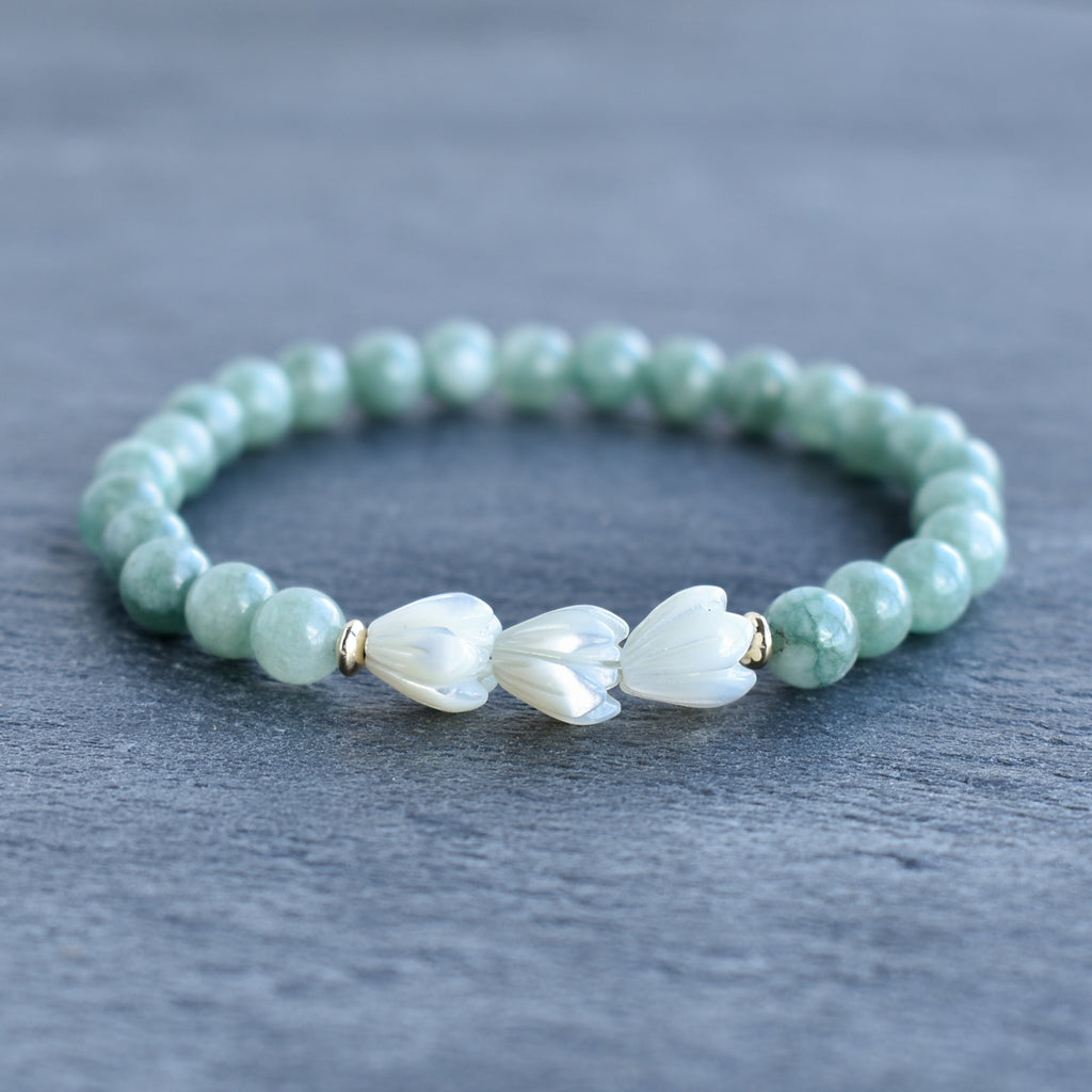 6mm Jade Stretchy Bracelet - Triple SMALL Pikake – Yay Hawaii